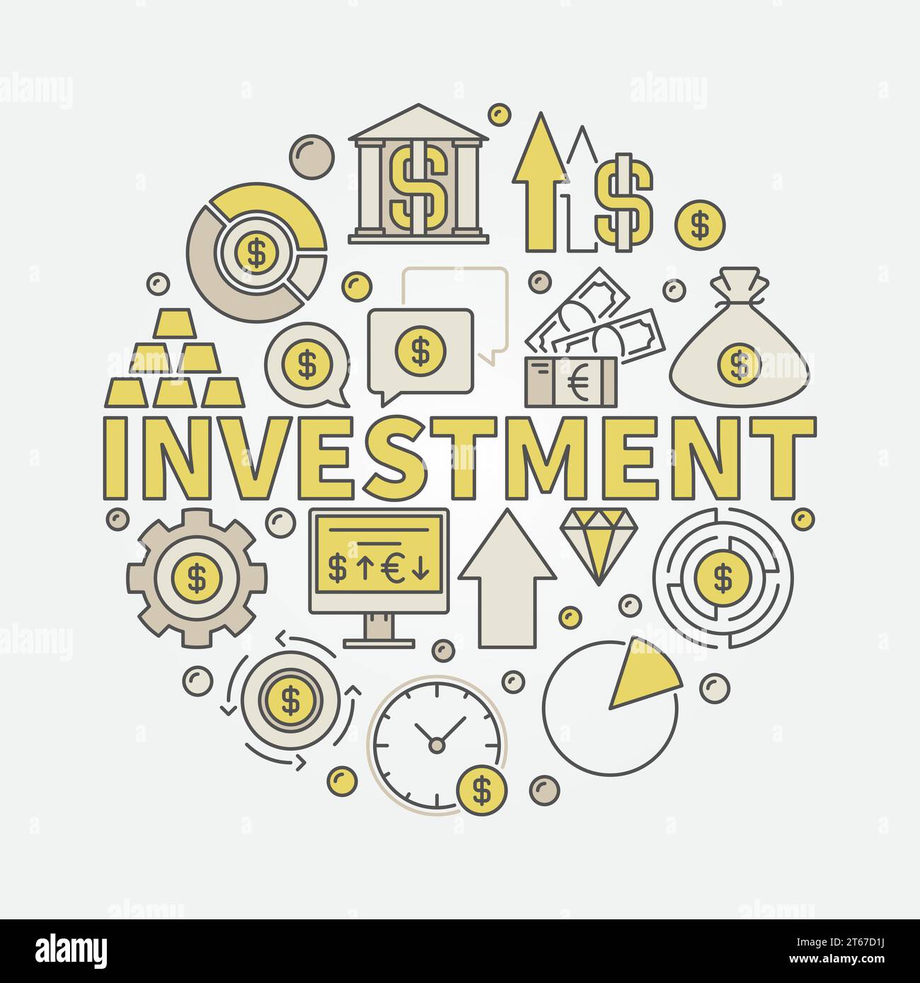 Financial investments round illustration - vector colorful business and ...