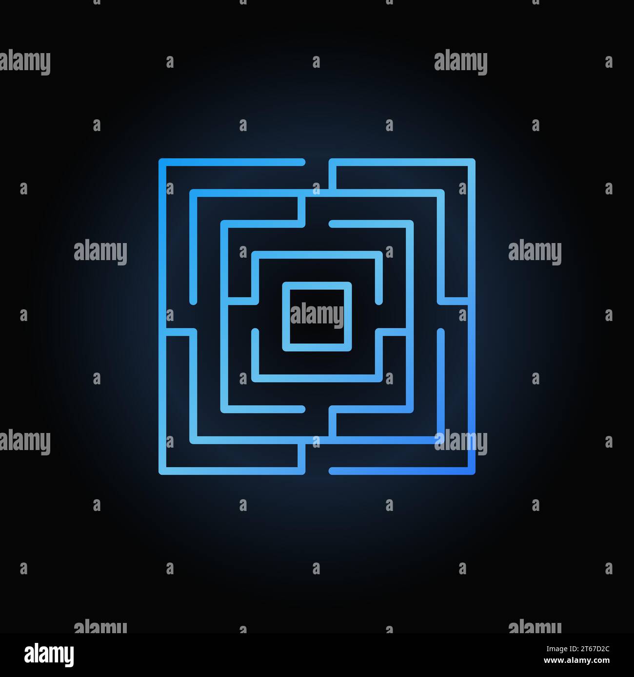 Blue labyrinth or maze icon - vector colorful thin line symbol or ...
