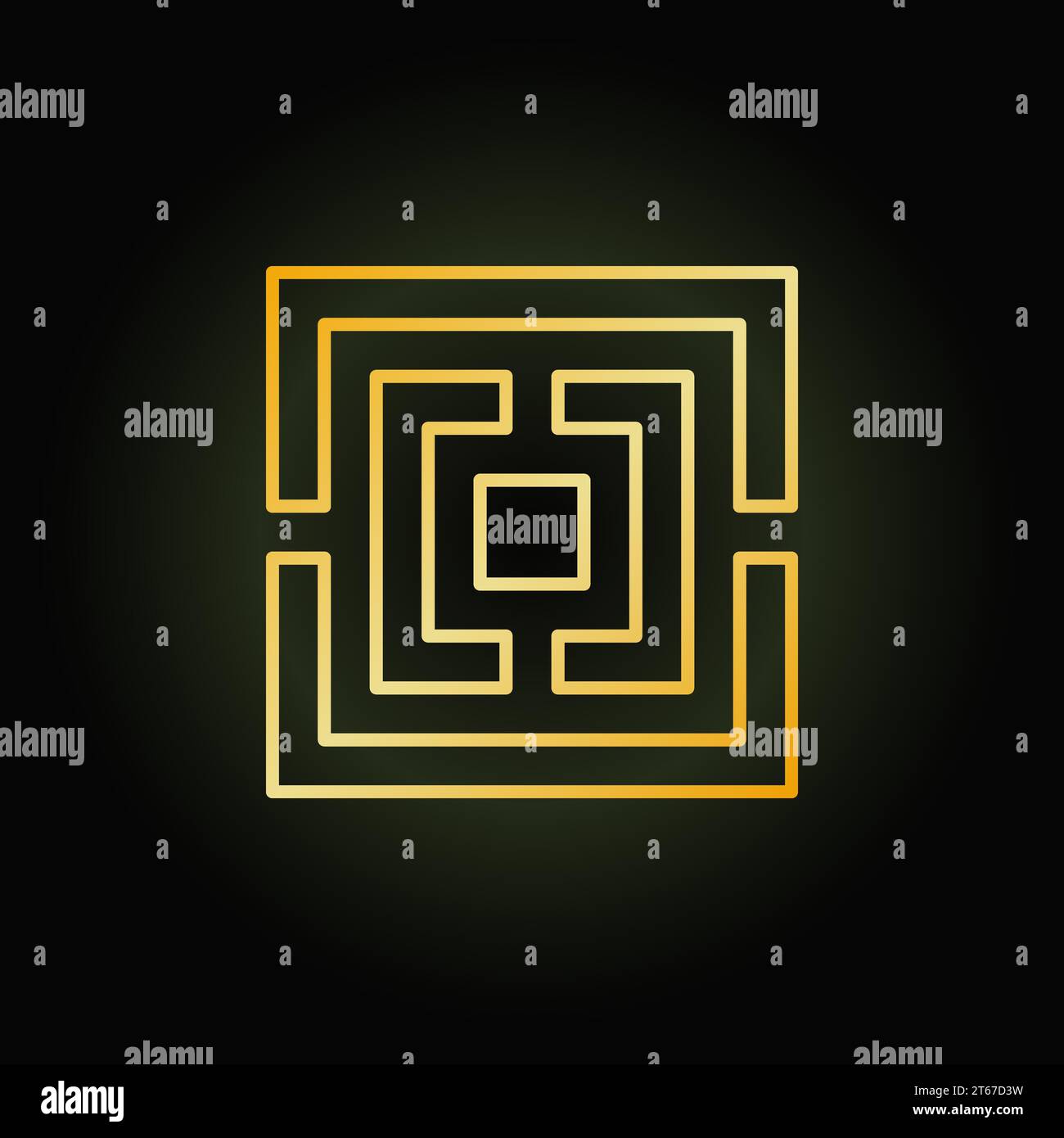 Gold thin line labyrinth icon - vector colorful maze sign in line style ...