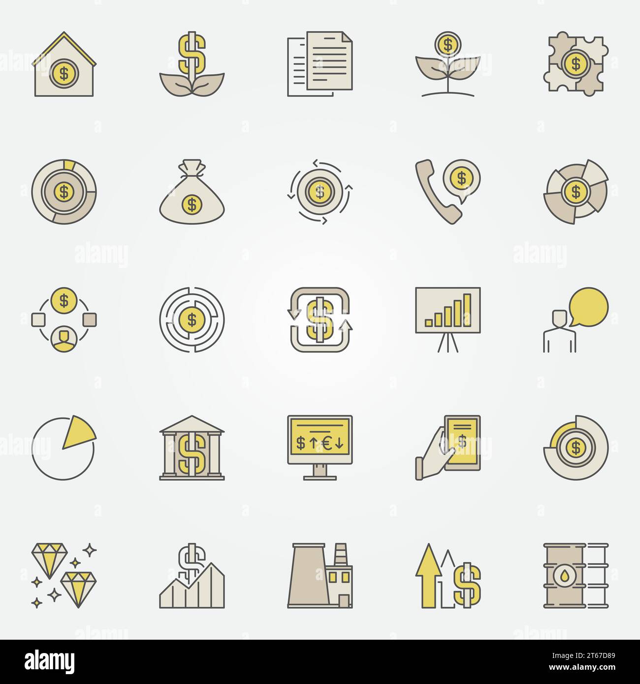 Colorful investment icons. Vector financial symbols or design elements ...