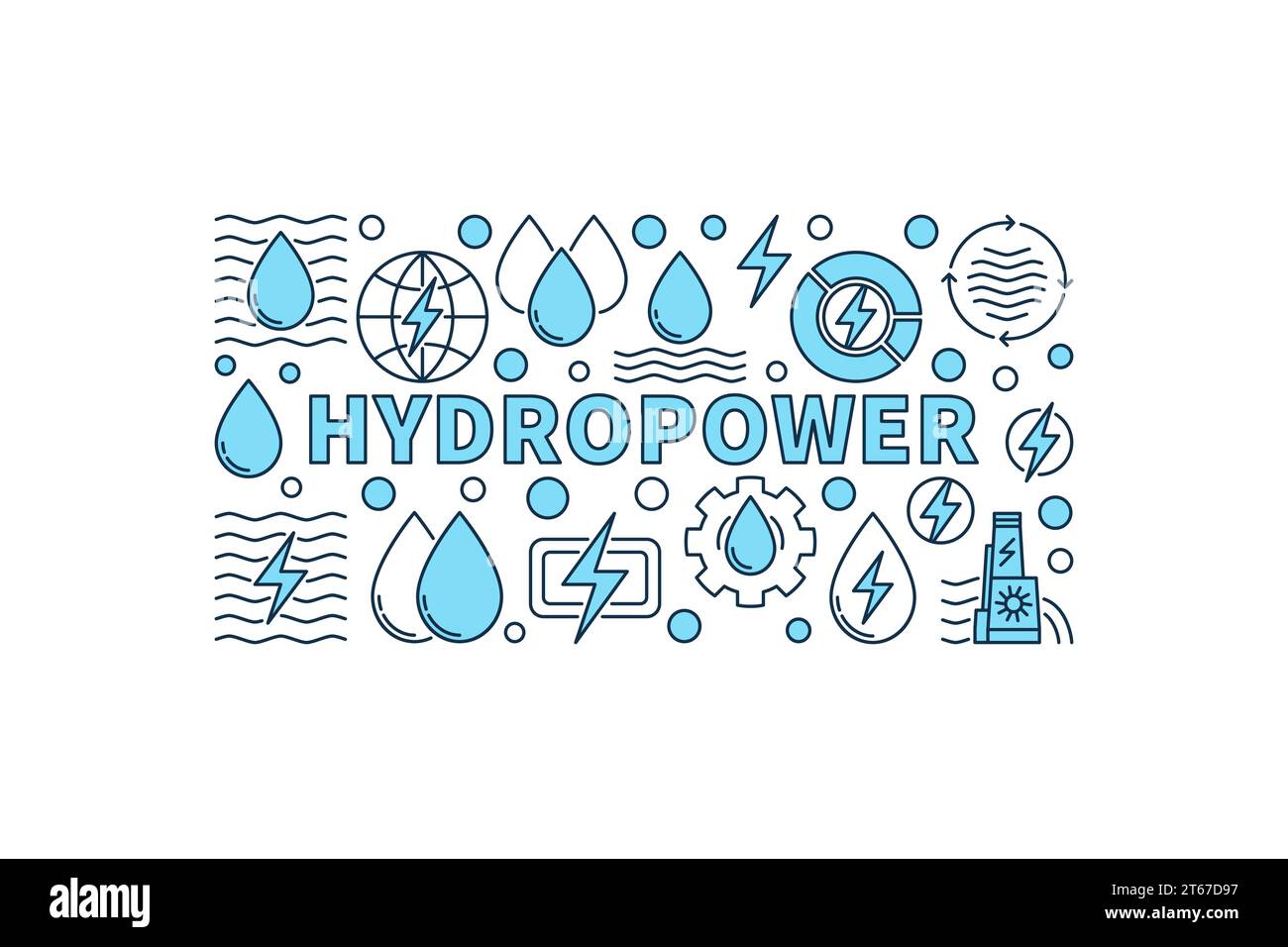 Hydropower minimal banner - vector creative illustration made with word ...