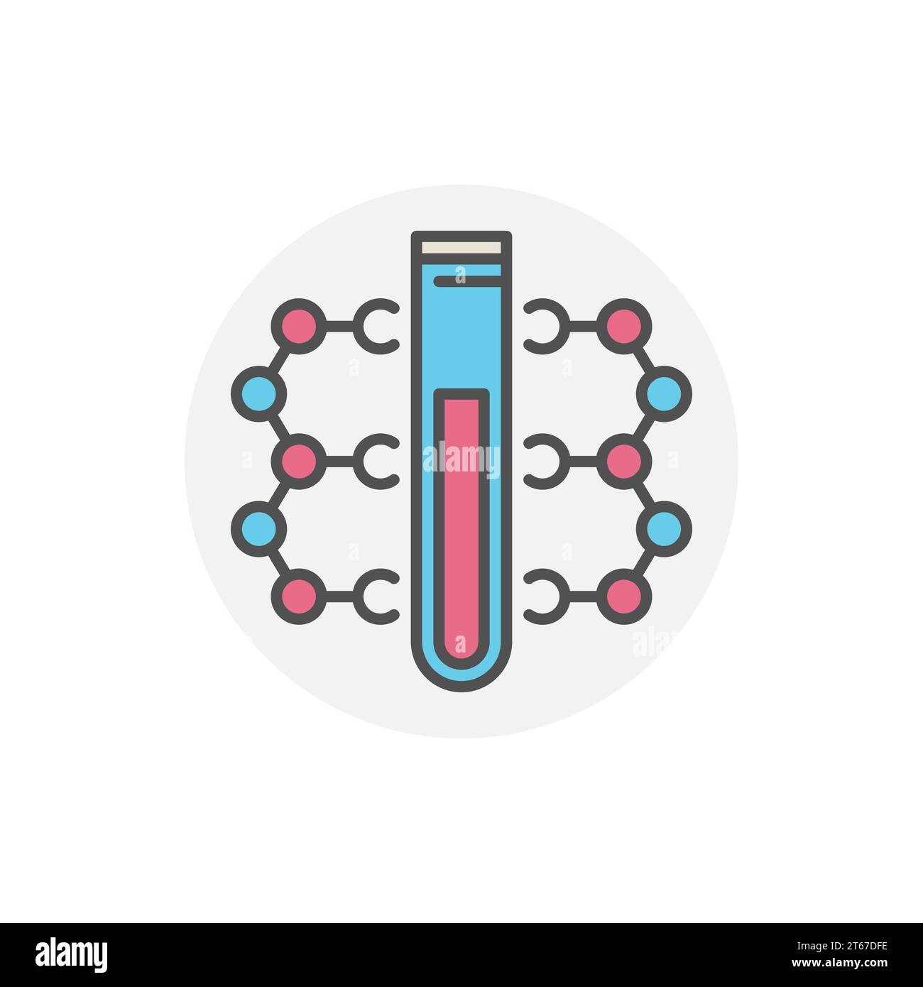 Molecule with test tube icon - vector chemistry and science concept ...