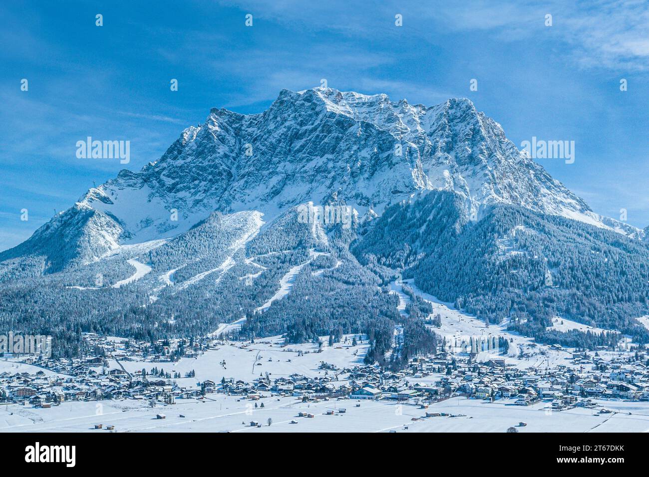 The beautiful wintry region around Lermoos and Ehrwald in Tyrol from ...
