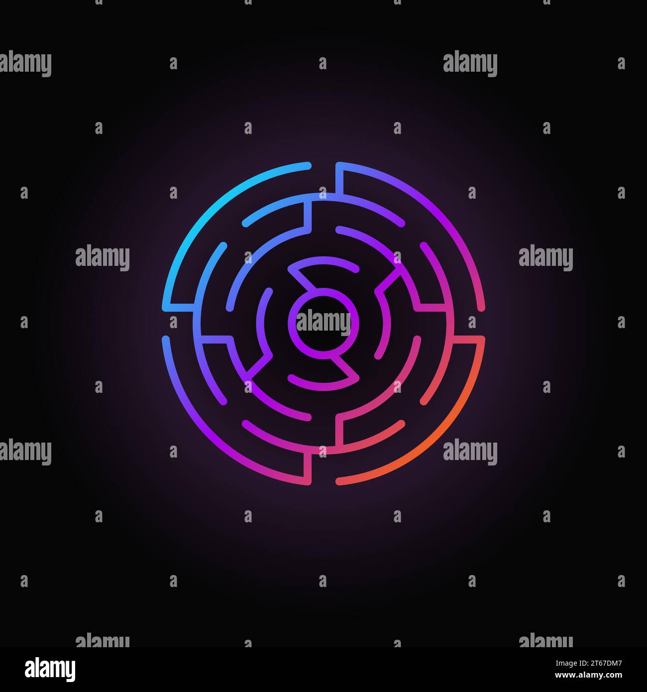 Round labyrinth colorful icon - vector abstract linear circle maze sign ...