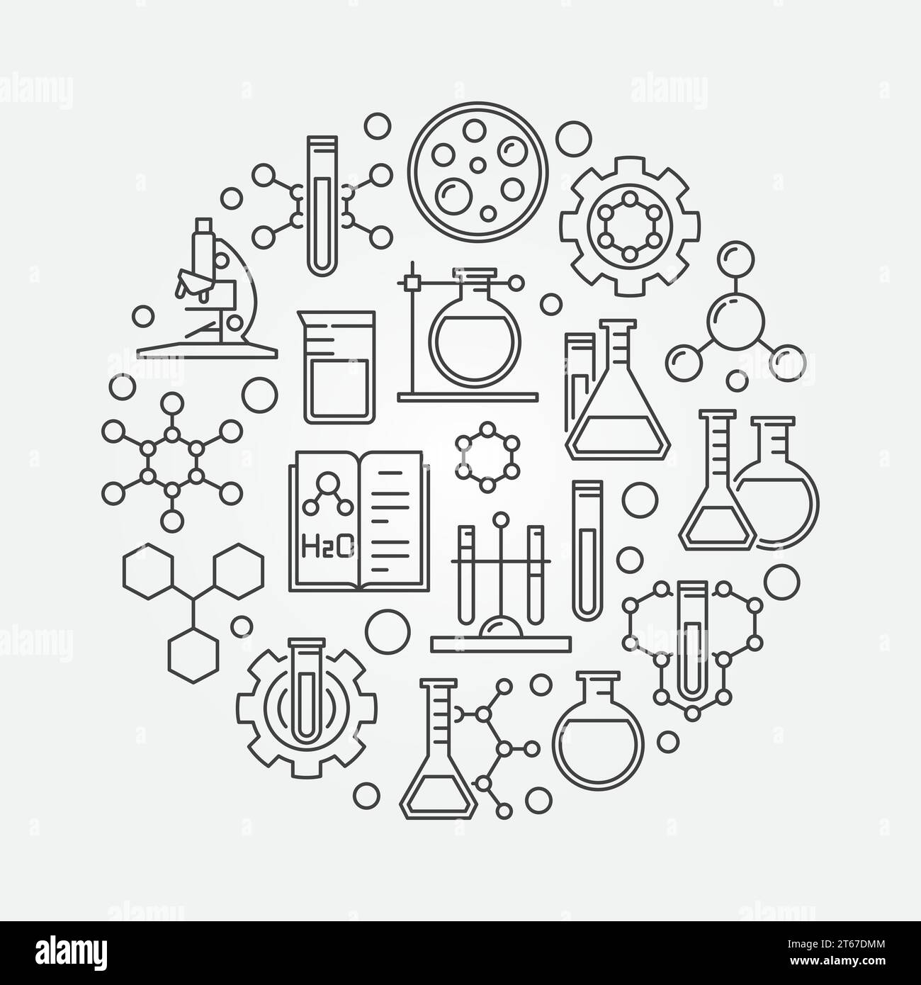 Science and chemistry line symbol - vector round biotechnology outline ...