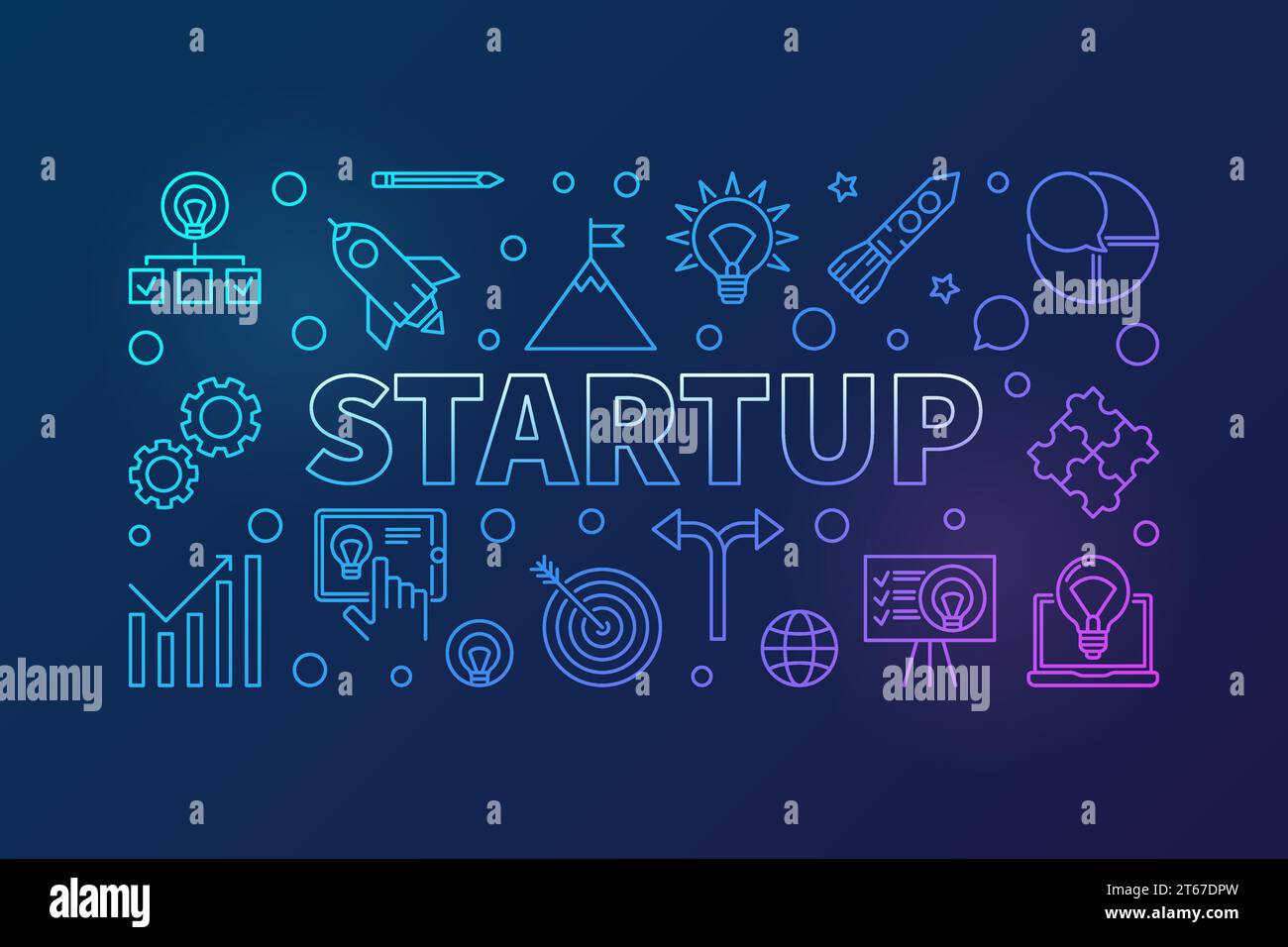 Startup horizontal colored illustration. Vector start-up concept banner ...