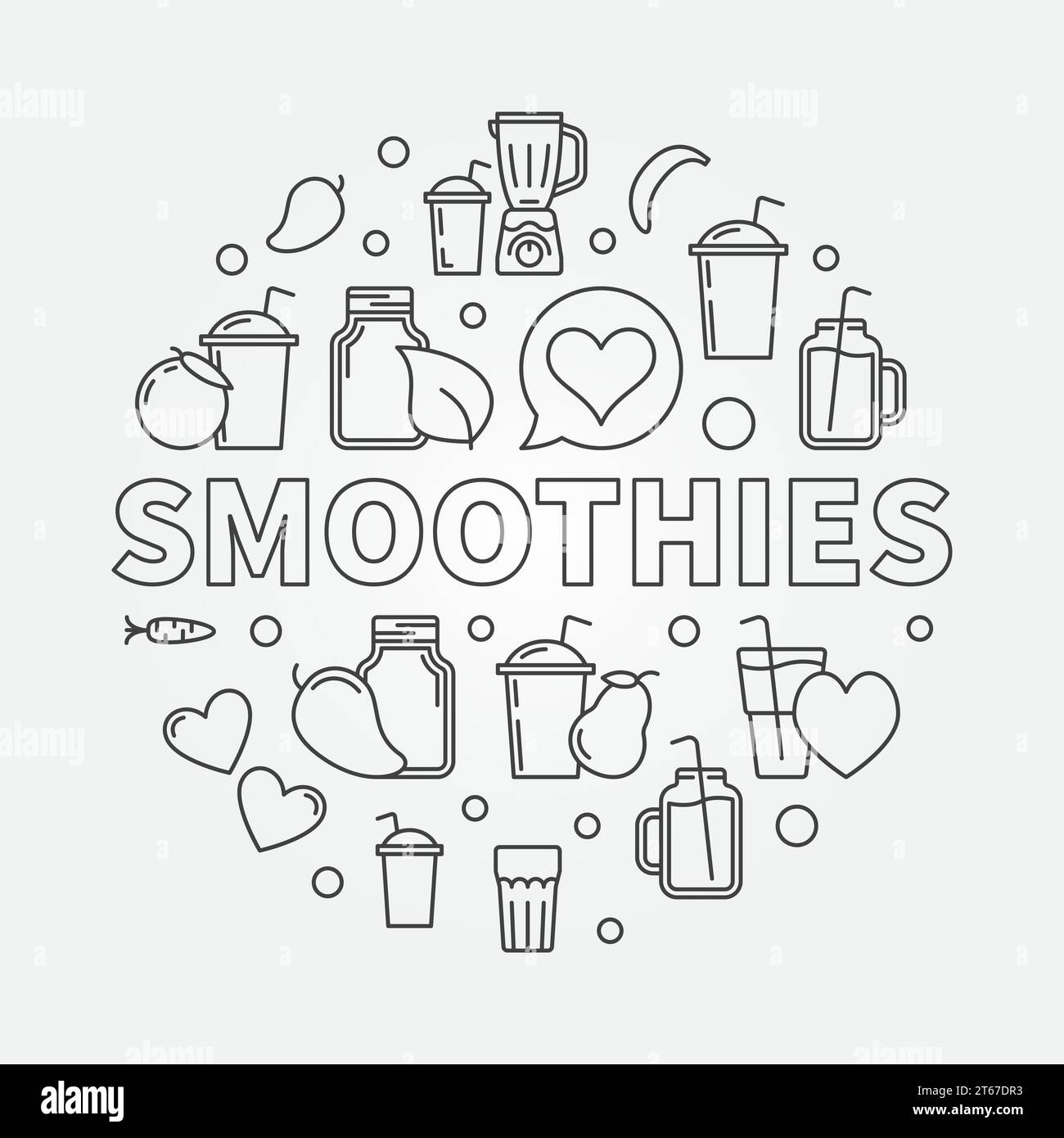 Smoothies vector concept round symbol. Vector illustration made with ...