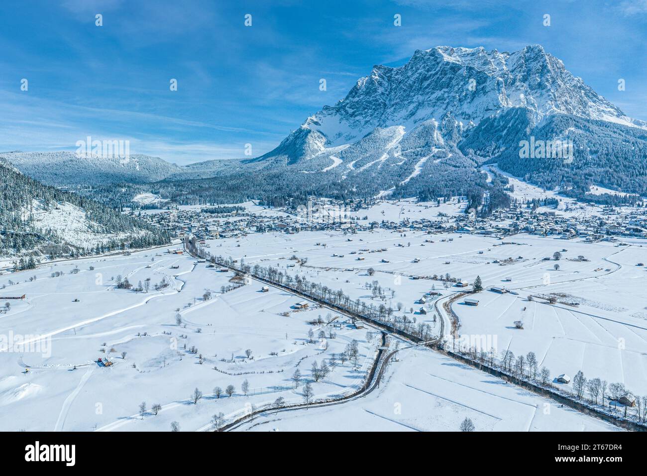 The beautiful wintry region around Lermoos and Ehrwald in Tyrol from ...