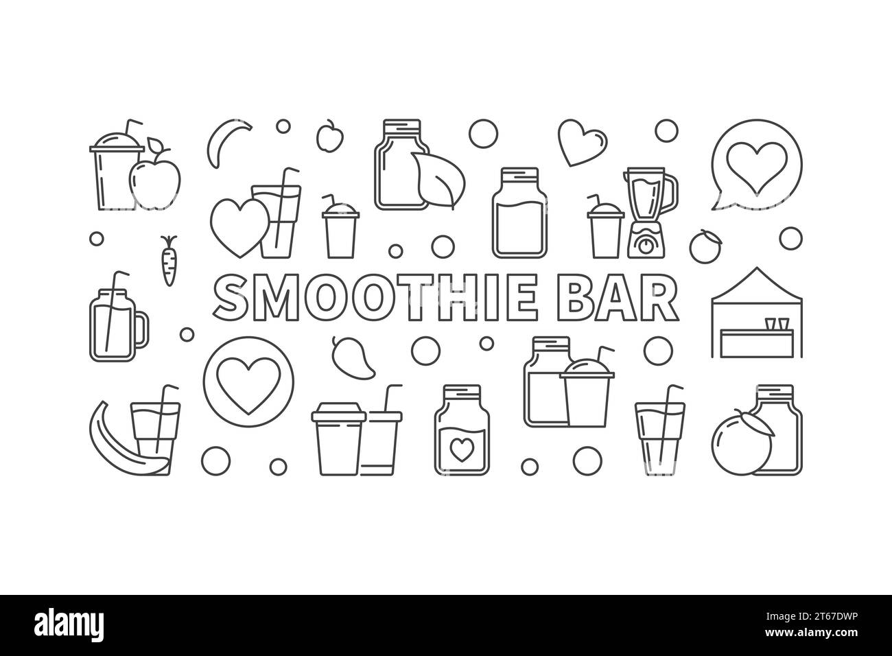 Smoothie bar concept horizontal banner. Vector smoothies illustration ...