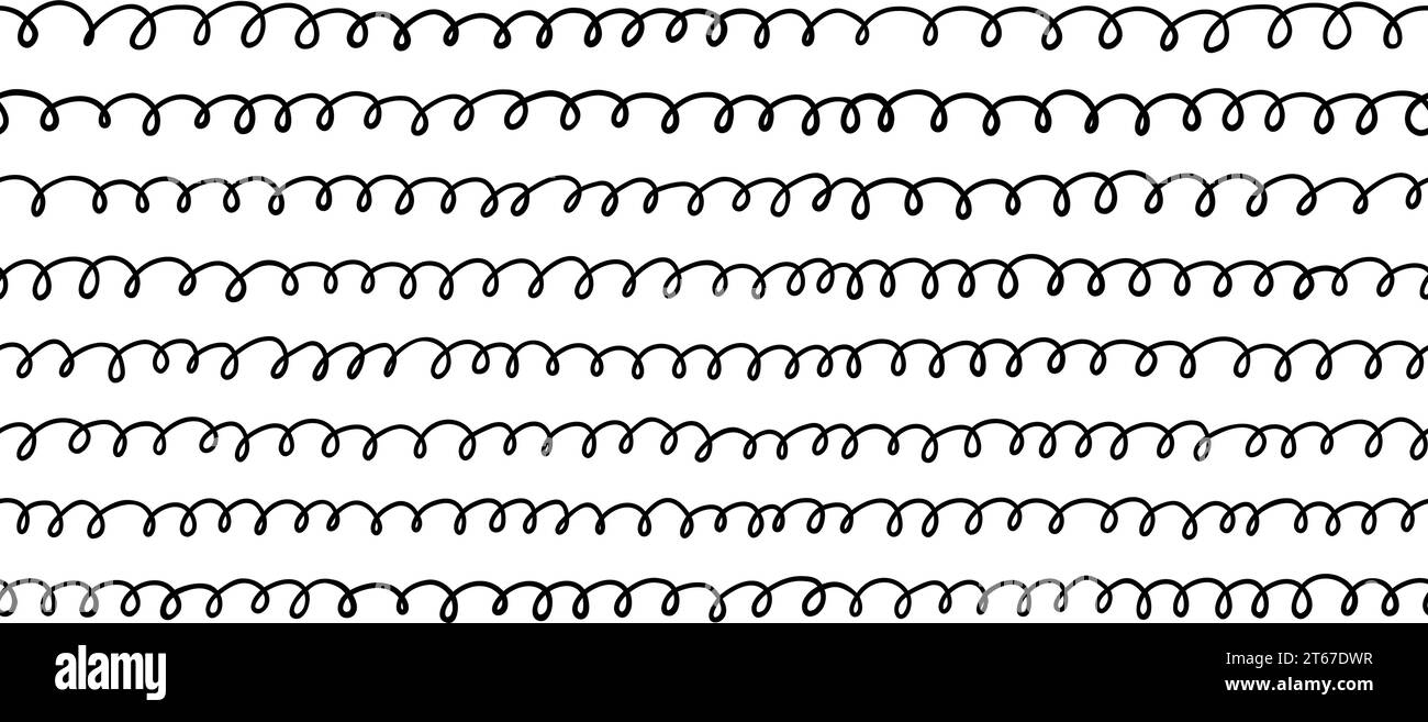 Doodle loop seamless pattern. Abstract black horizontal hand drawn loop ... Doodle loop seamless pattern. Abstract black horizontal hand drawn loop ...