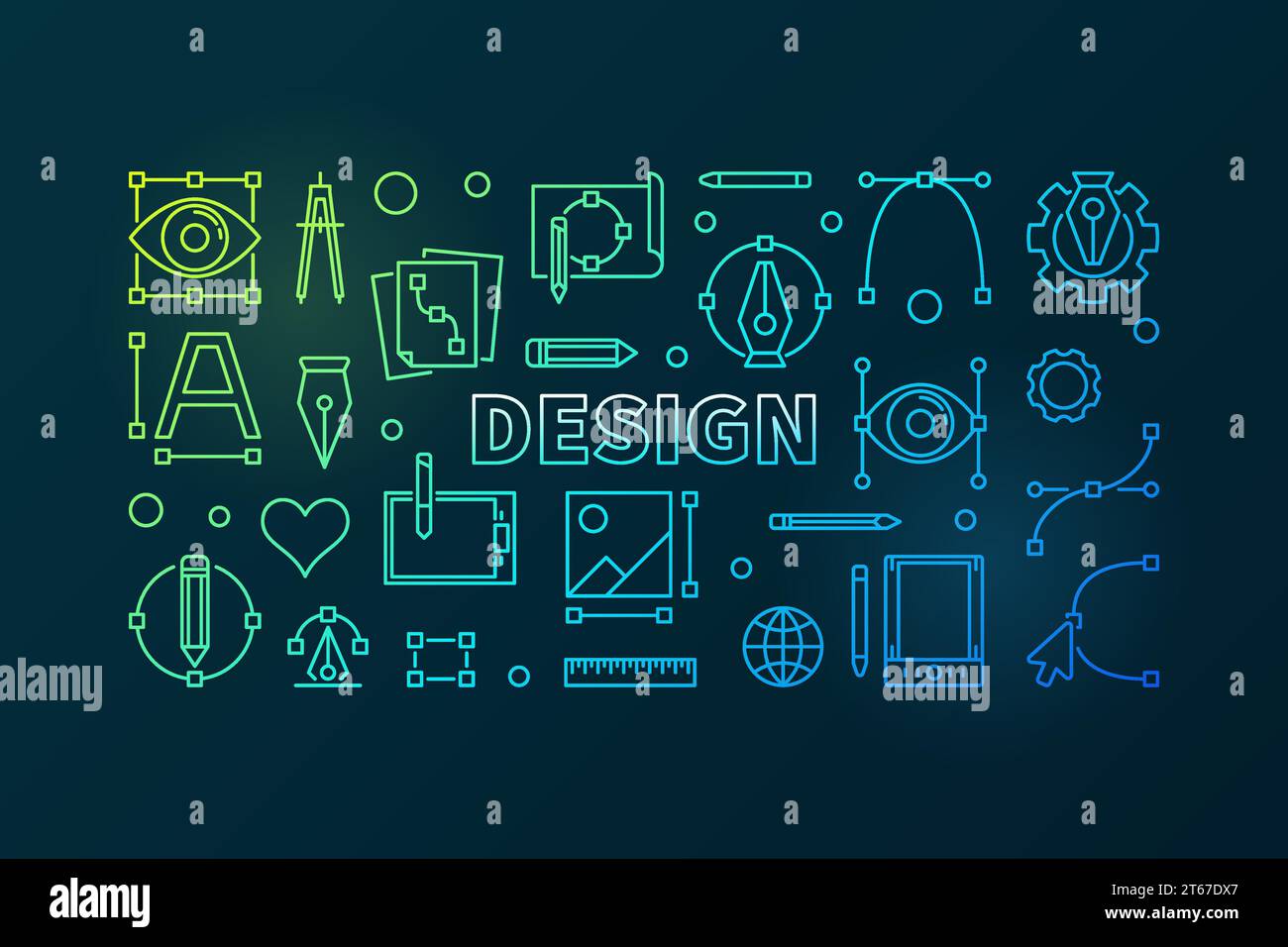 Design horizontal outline bright illustration. Vector graphic design ...