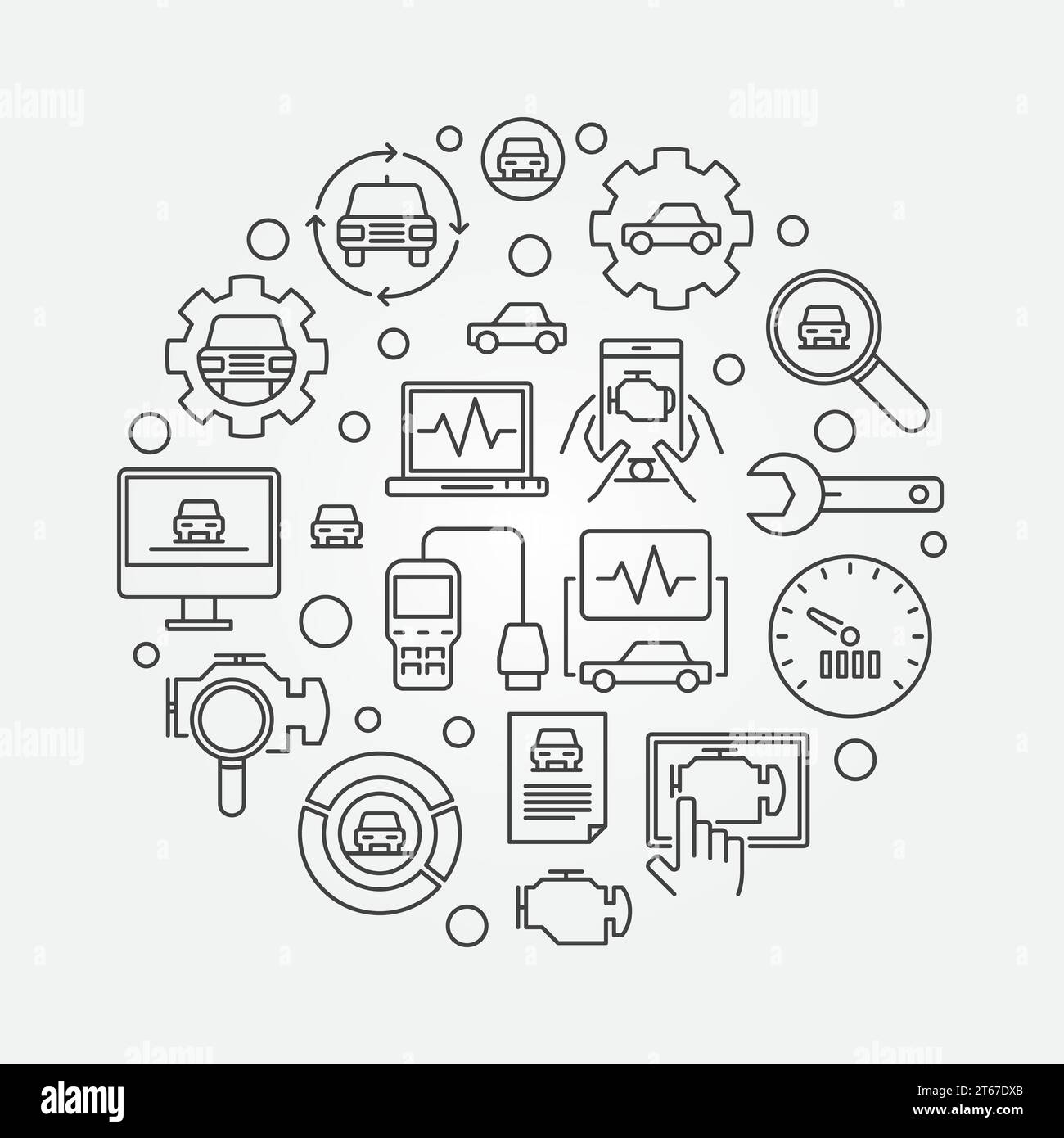 Car diagnostic round illustration. Vector automotive diagnostics ...