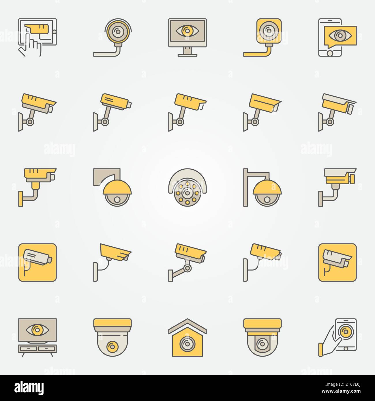 CCTV colored icons set. Vector closed-circuit television camera ...
