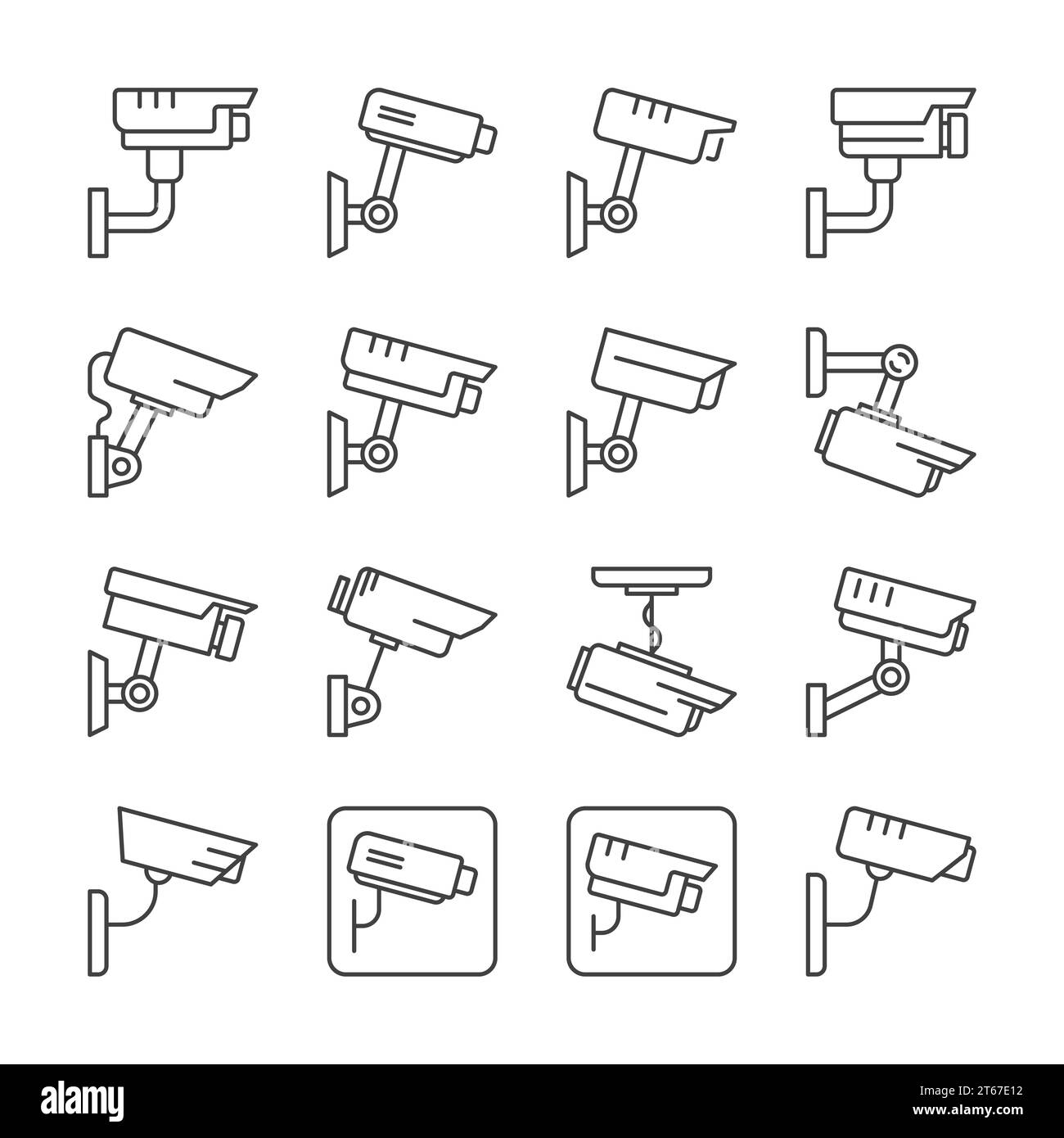 Cctv Camera Linear Icons Set Vector Surveillance Camera Concept Elements Collection In Thin