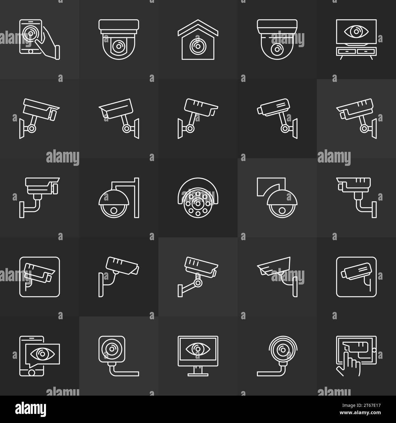 CCTV camera minimal icons. Vector security surveillance video camera ...