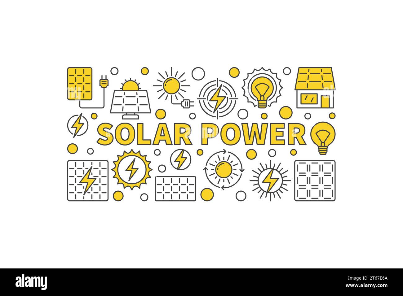 Solar power concept banner on white background. Vector modern renewable ...