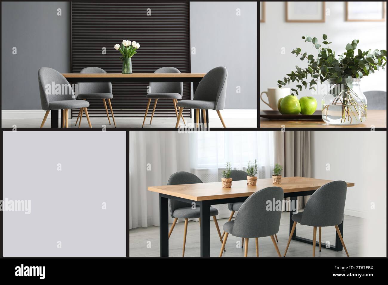 Ideas of stylish dining room interior design, collage of photos. Space ...