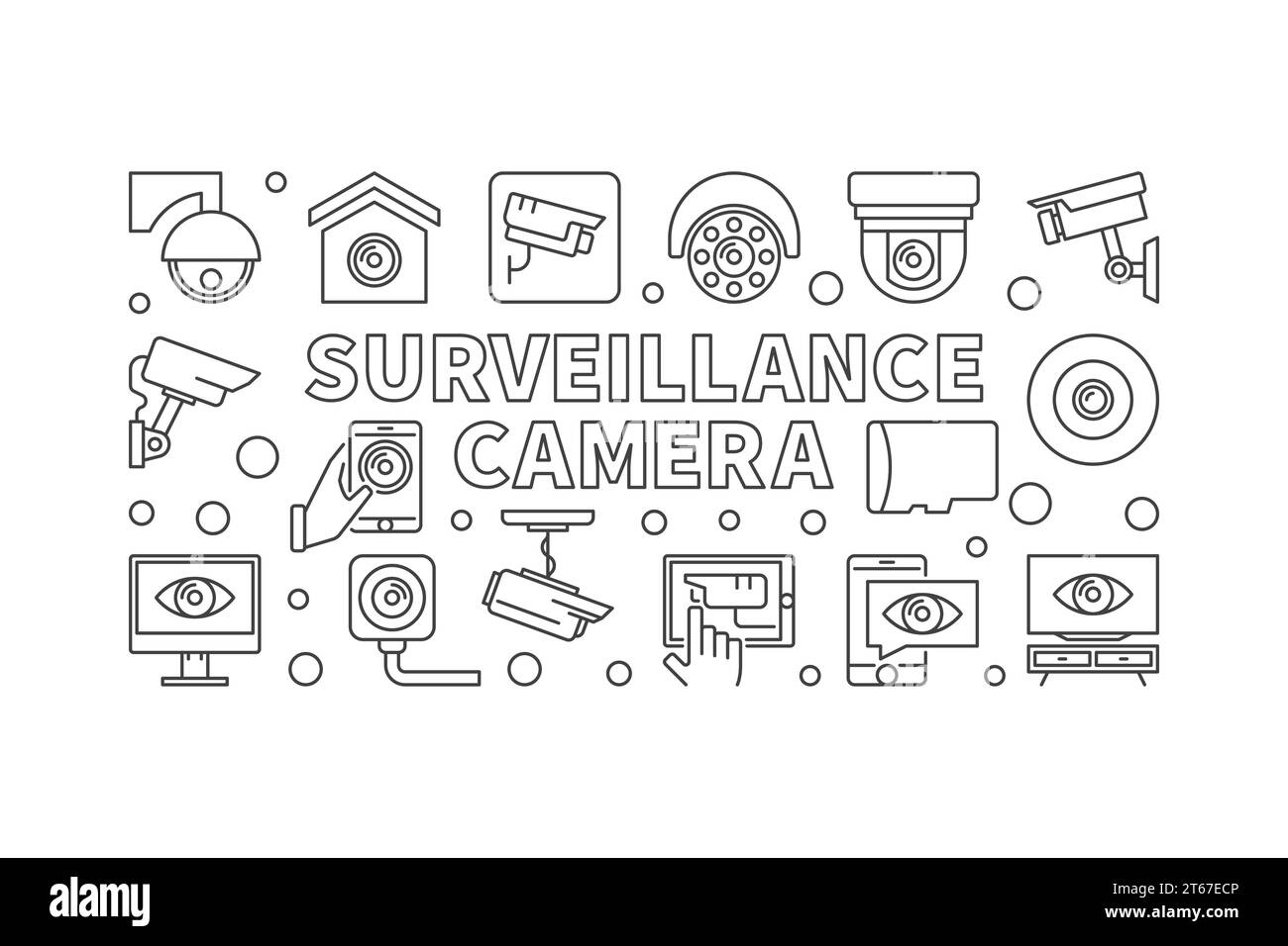 Surveillance camera horizontal illustration - vector CCTV security ...