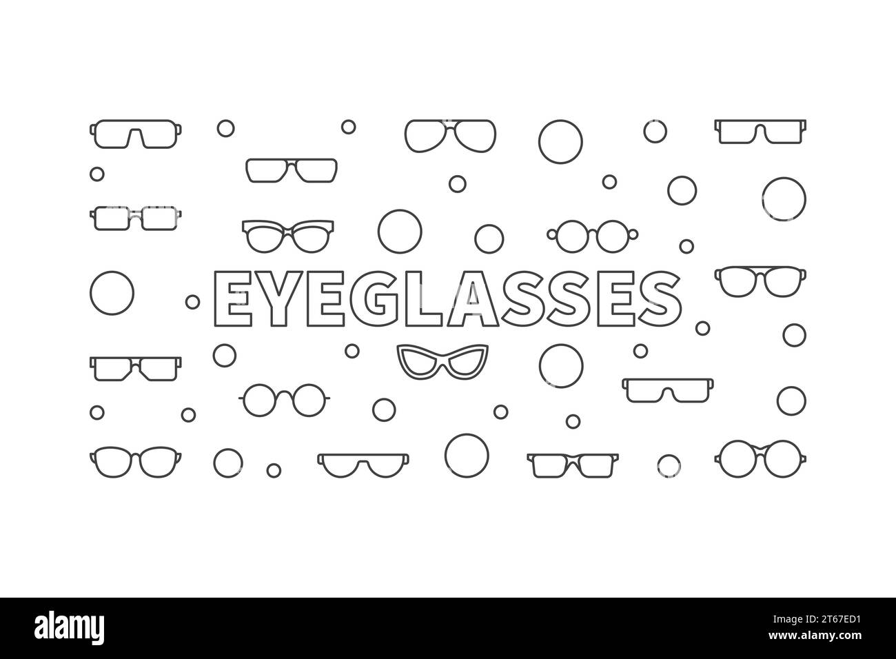 Eyeglasses horizontal outline illustration. Vector concept banner made ...