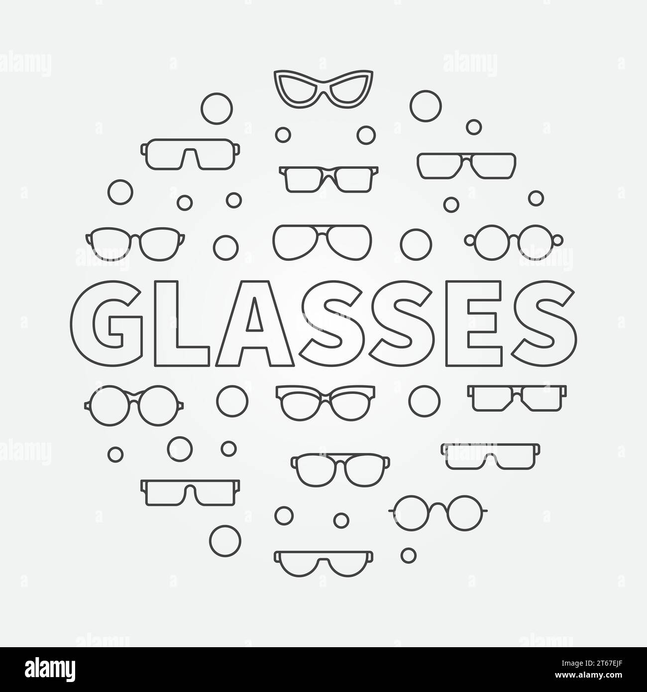 Glasses round line illustration. Vector circular concept symbol made ...