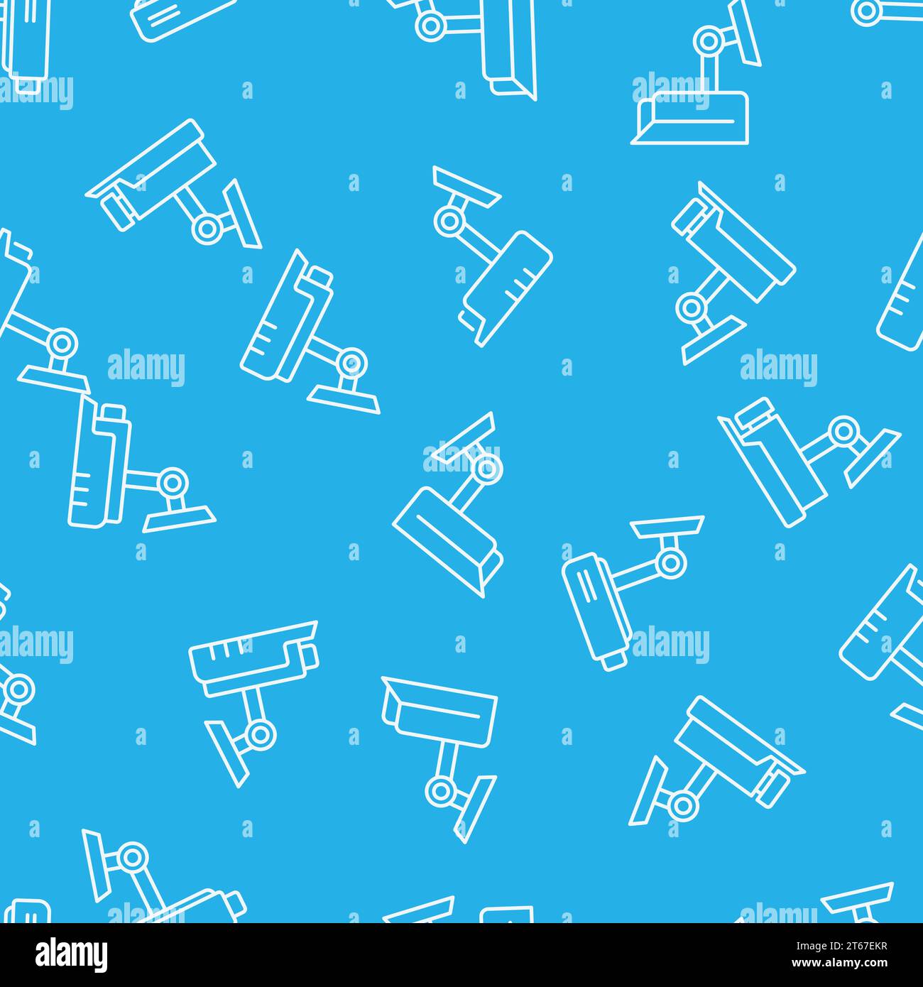 CCTV camera vector blue seamless texture or pattern in thin line style ...
