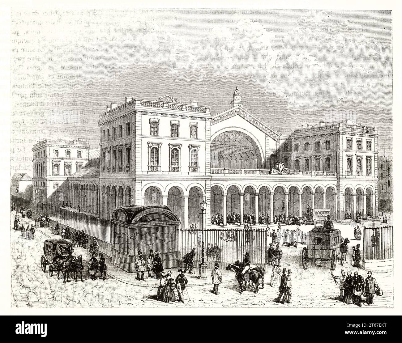 Old view of the Gare de l'Est (East station), Paris. By Blanchard, publ ...