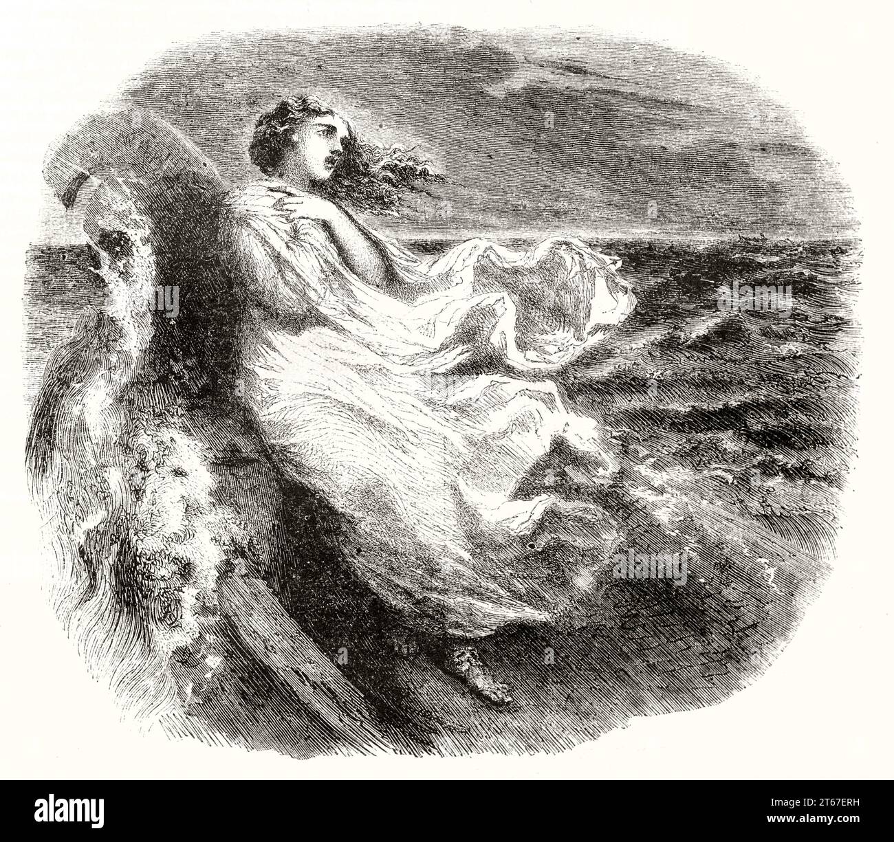 Old illustration of the Jeune Tarentine, female character in Andrea ...