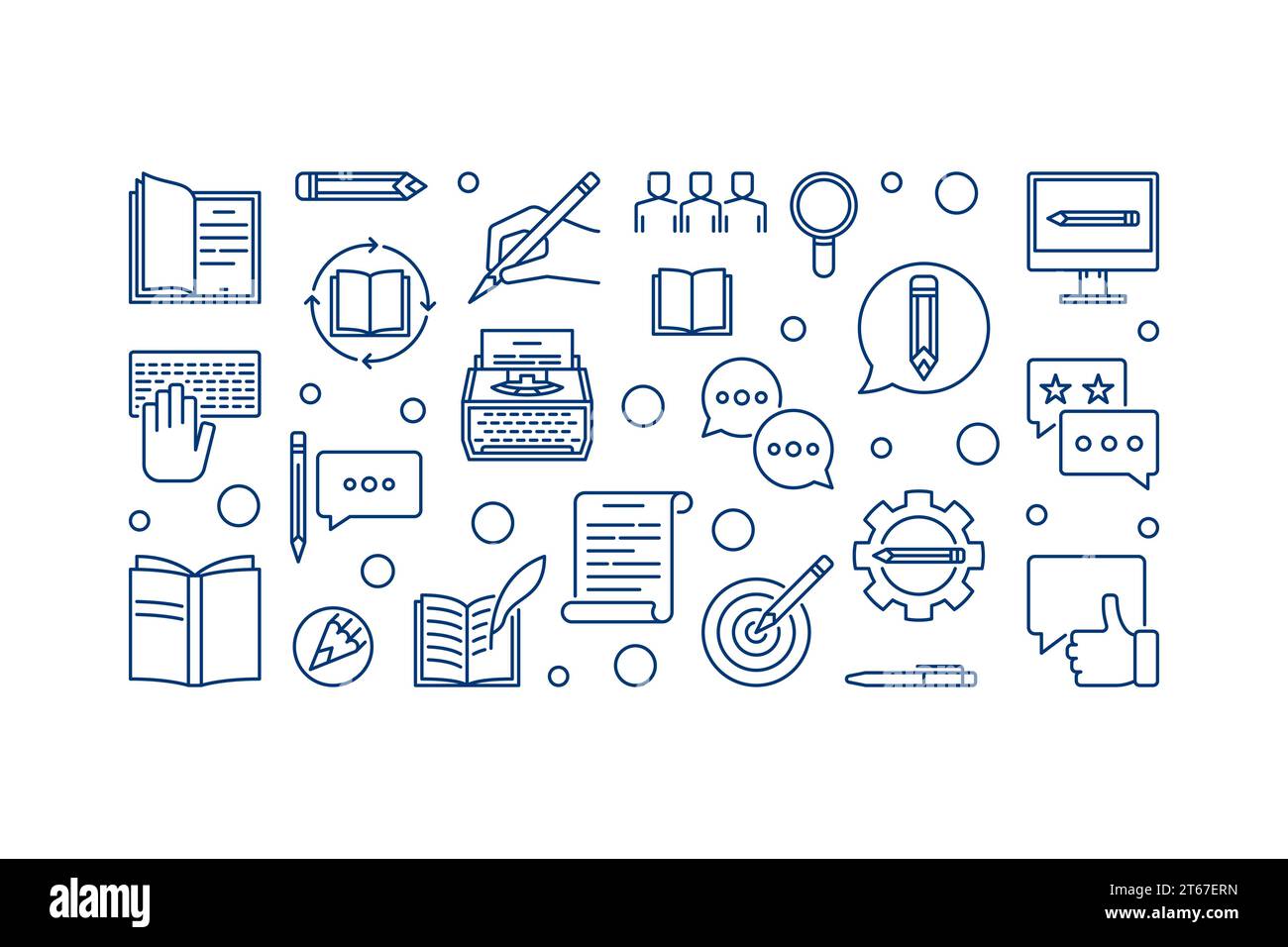 Copywriter vector horizontal concept illustration made with outline ...