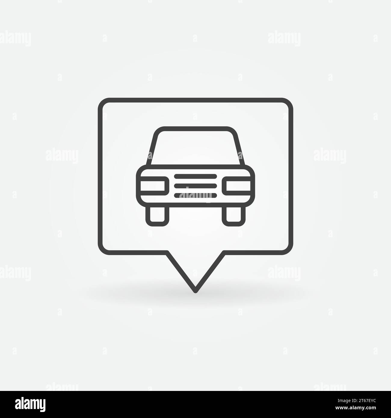 Car in square pointer - vector car front view symbol in thin line style ...