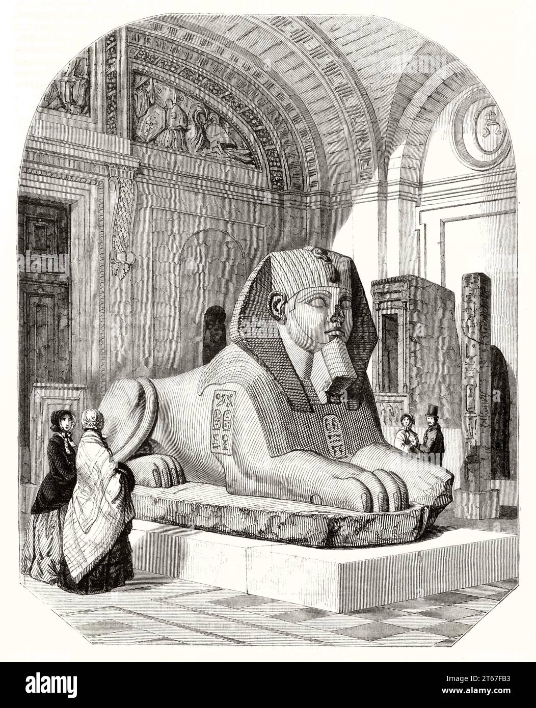 Old illustration of the Great Sphinx of Tanis kept in Louvre museum. By ...