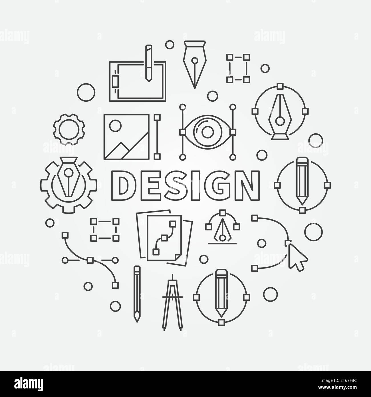 Design round outline illustration. Vector graphic design concept symbol ...