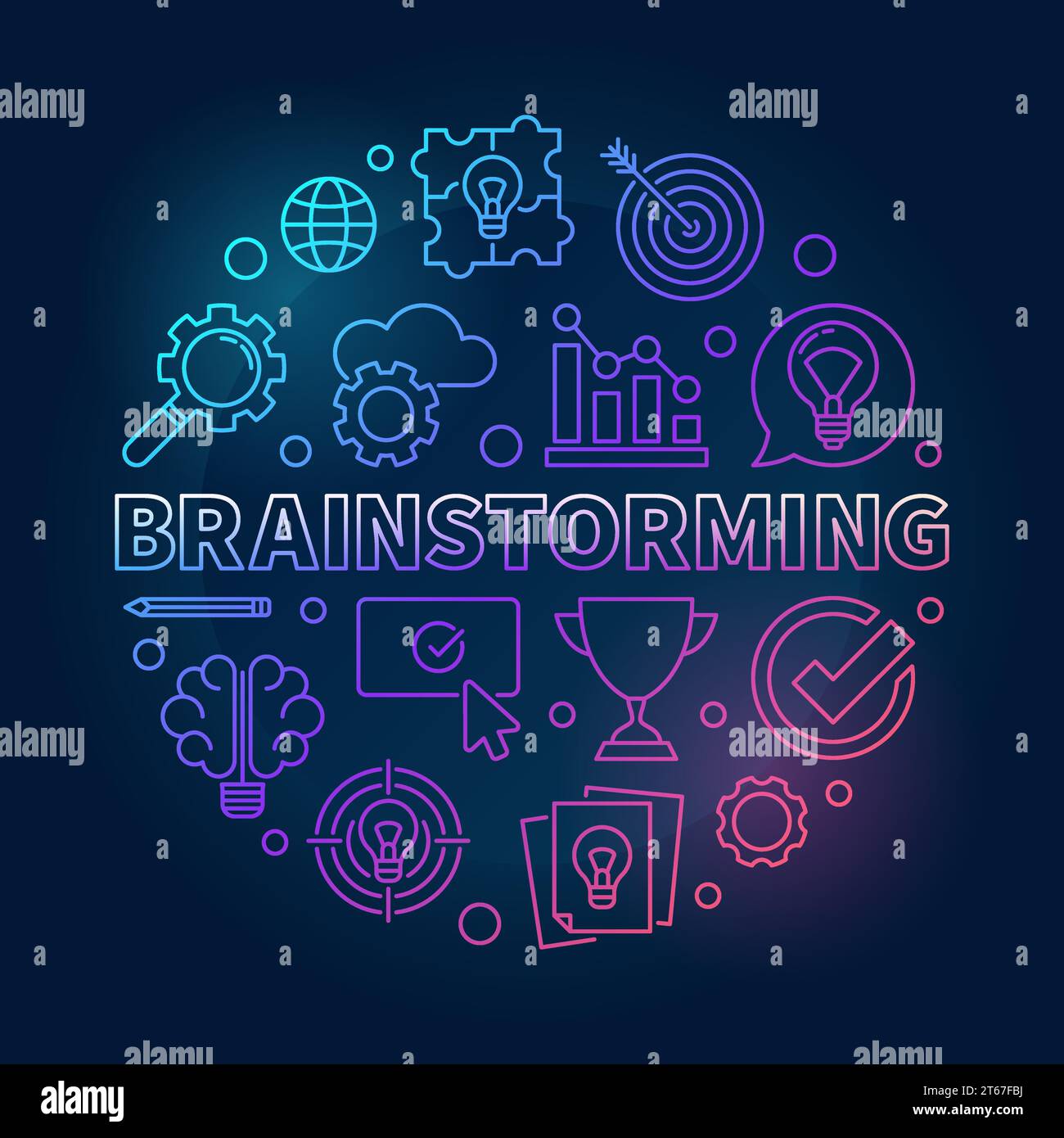 Brainstorming round vector outline bright illustration. Brainstorm ...