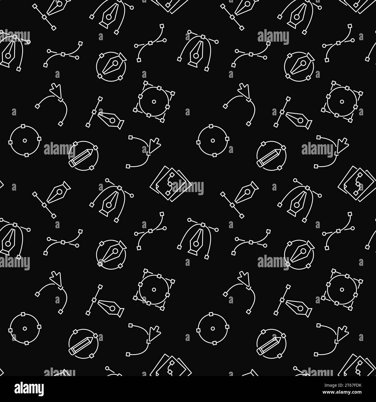 Dark graphics design vector seamless pattern made with design tools ...