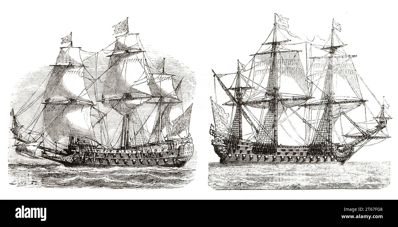 Old vessels illustrations: 17th century battleships. By Morel-Fatio ...