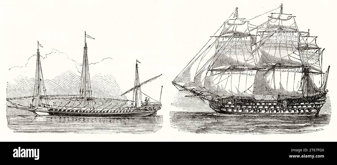 Old vessels: 17th century Barque Longue (left) and 18th century First ...