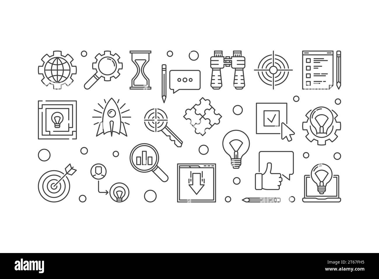 Research outline vector minimal horizontal banner or illustration Stock ...