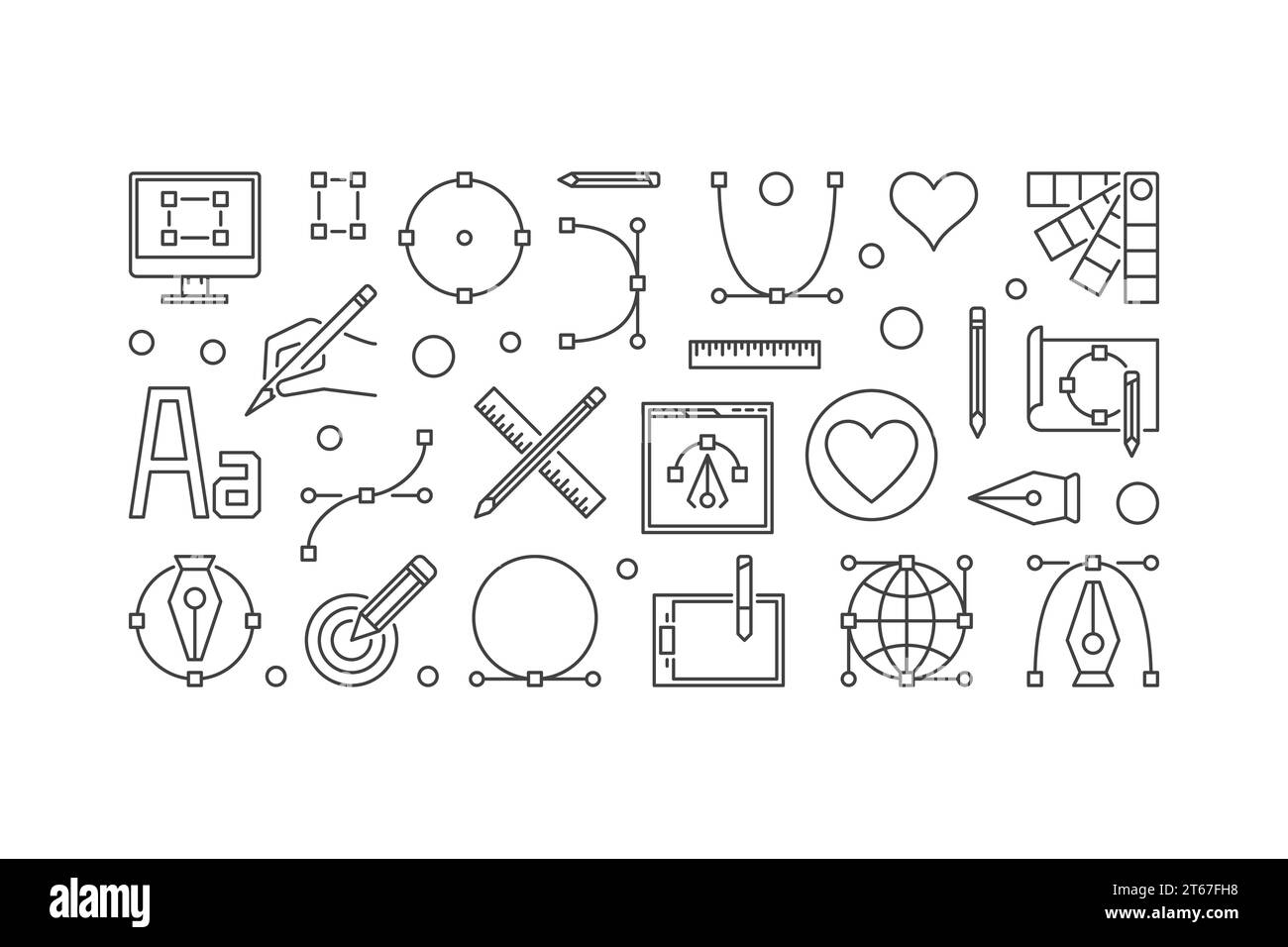 Vector graphic design modern horizontal illustration or banner in thin ...