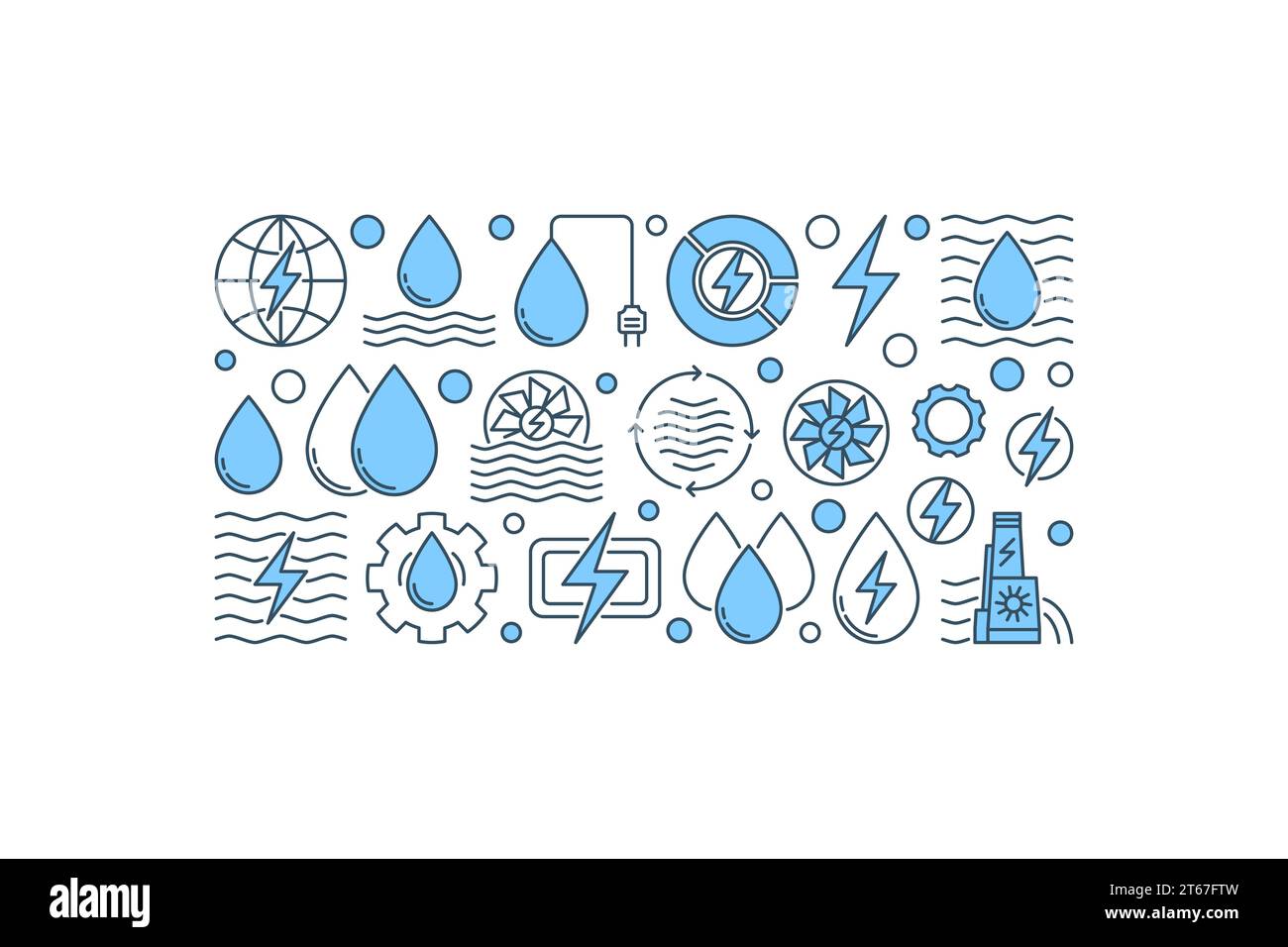 Creative hydropower banner. Vector renewable energy and water power ...