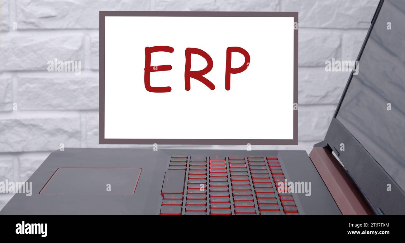 ERP, enterprise resource planning an inscription on a magnetic board ...