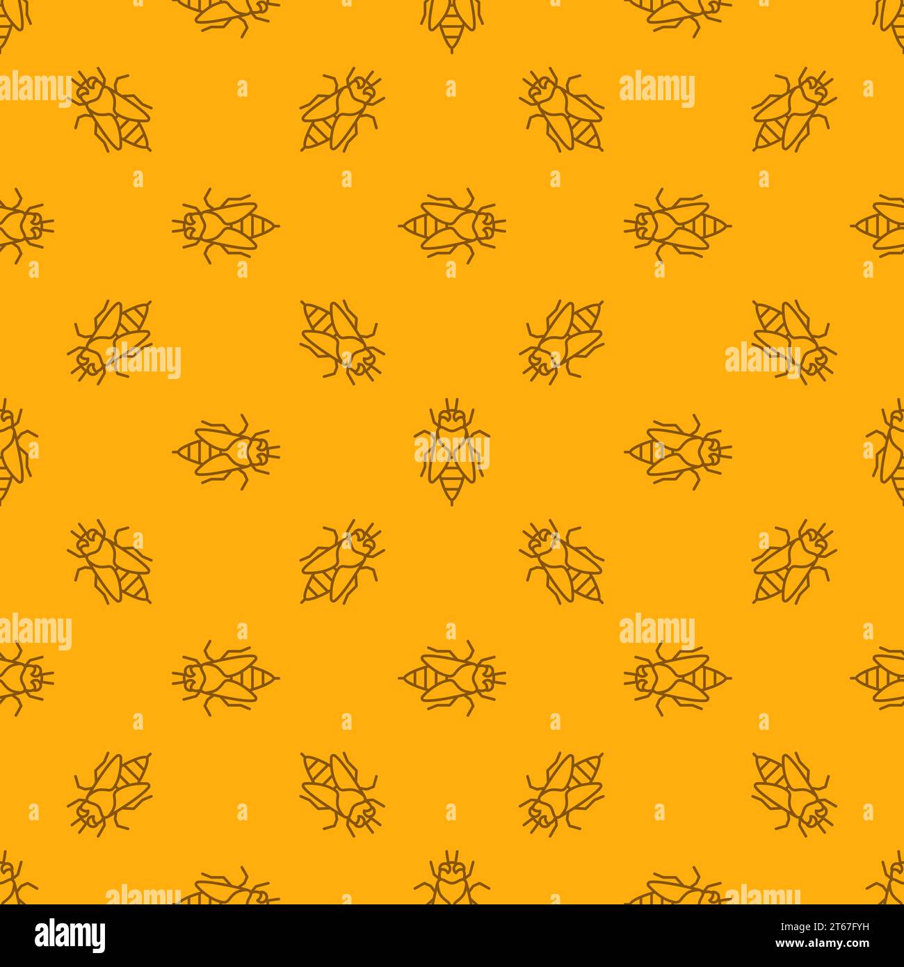 Honey bee yellow seamless pattern. Vector background made of outline ...