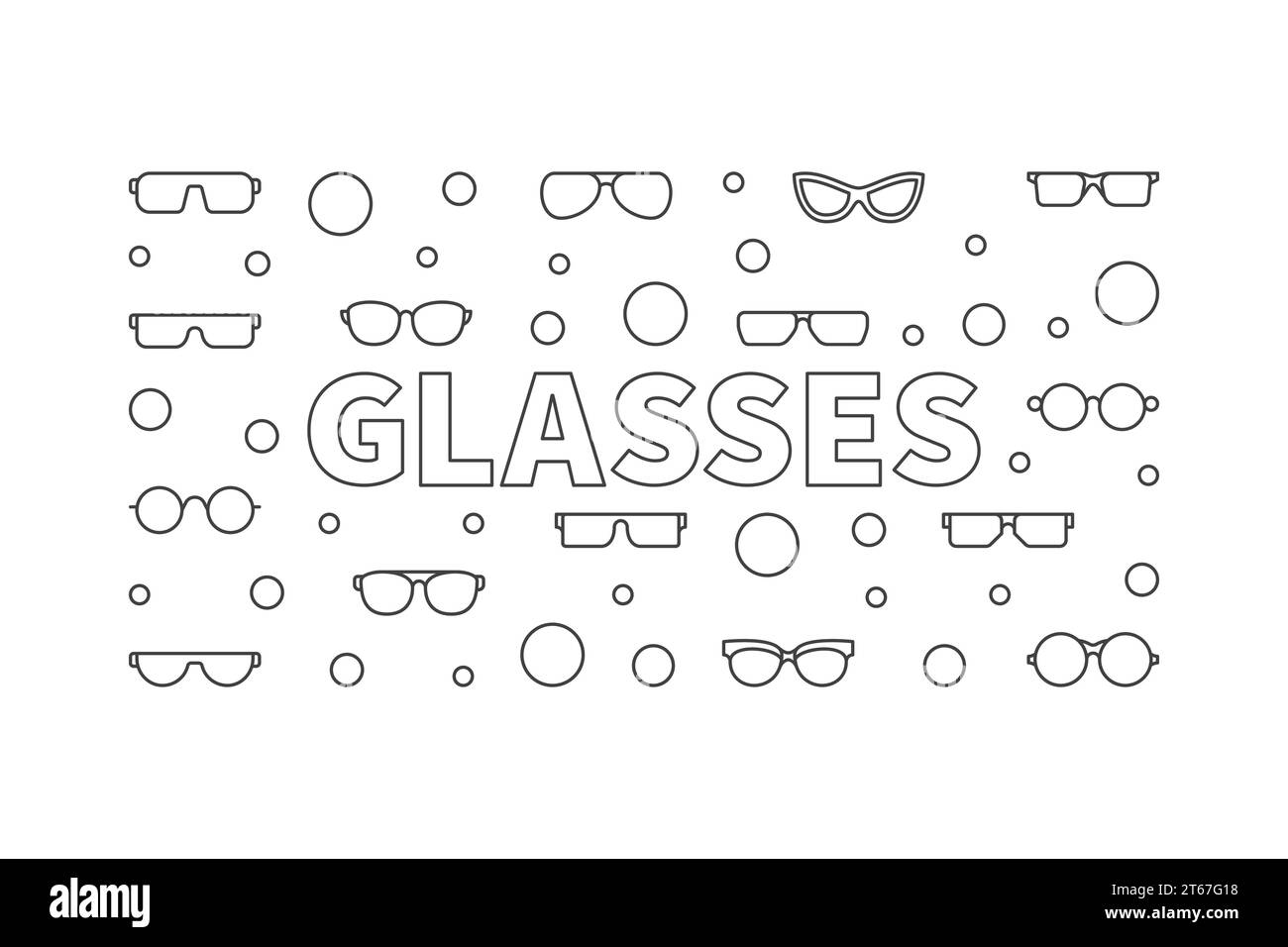 Glasses outline horizontal illustration. Vector concept banner made ...