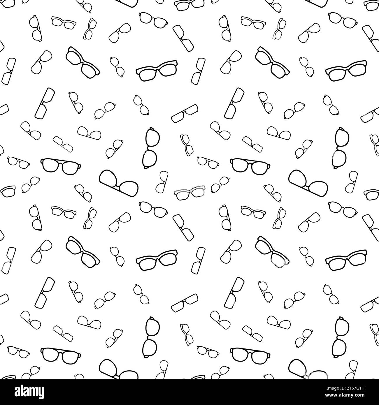 Glasses vector seamless pattern. Background with thin line eyeglasses ...