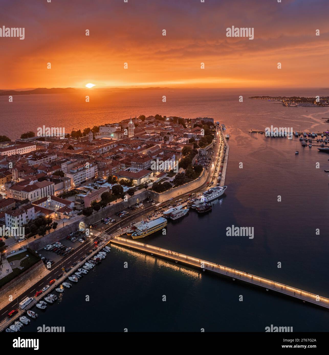 Zadar, Croatia - Aerial panoramic view of the old town of Zadar with ...