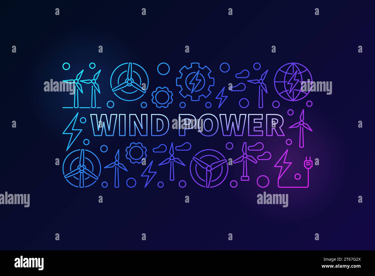 Wind power vector banner. Colorful energy concept illustration made ...