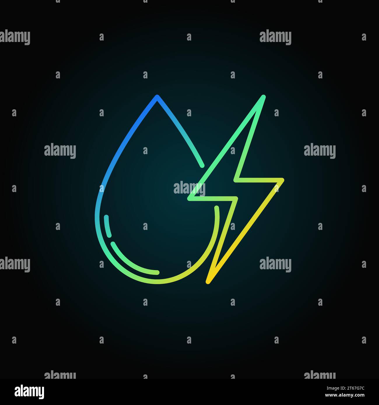 Water drop with energy sign colorful icon - vector minimal hydropower ...