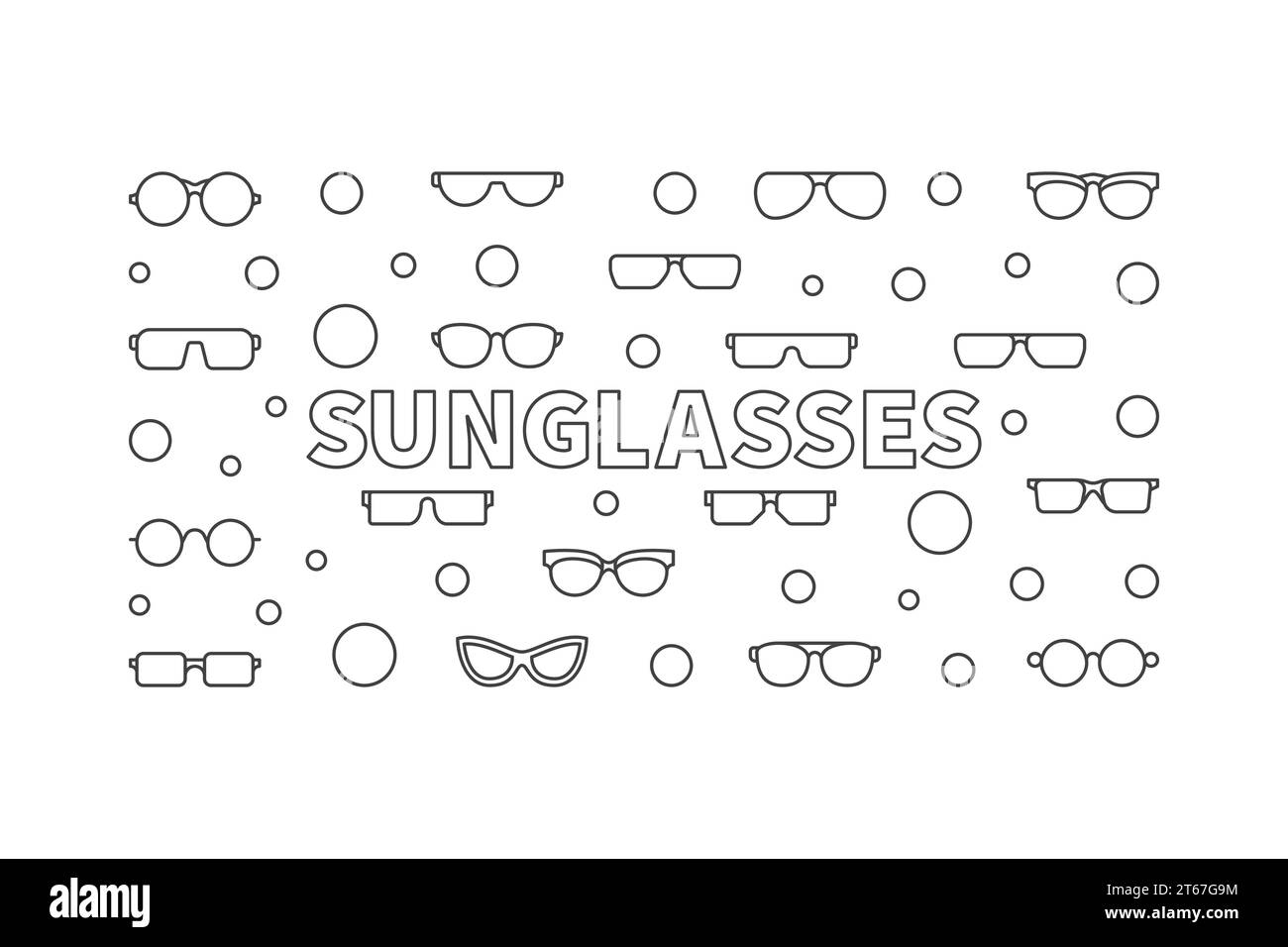 Sunglasses horizontal illustration - vector banner made with glasses ...