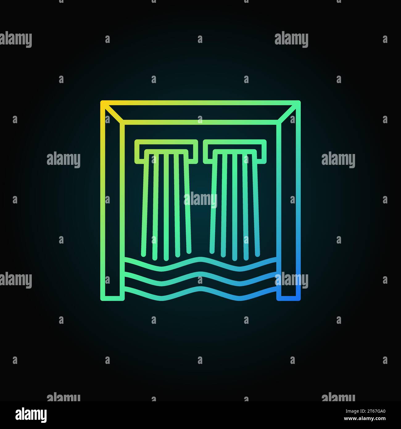 Hydroelectricity colorful outline icon. Vector minimal hydroelectric ...