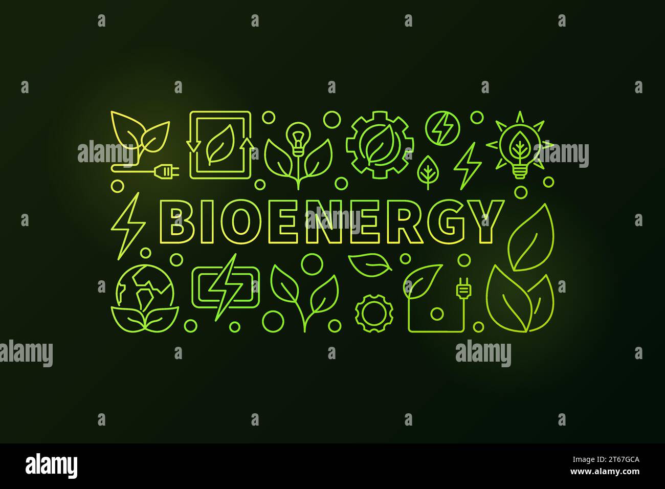 Bioenergy vector banner. Creative bio-energy outline colorful ...
