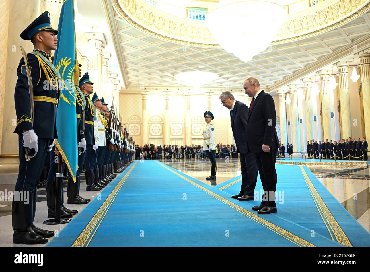 Kazakh President Kassym-Jomart Tokayev, second right, and Russian ...