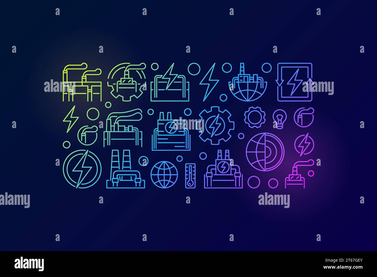 Geothermal energy concept banner. Vector colorful creative renewable energy illustration made ...